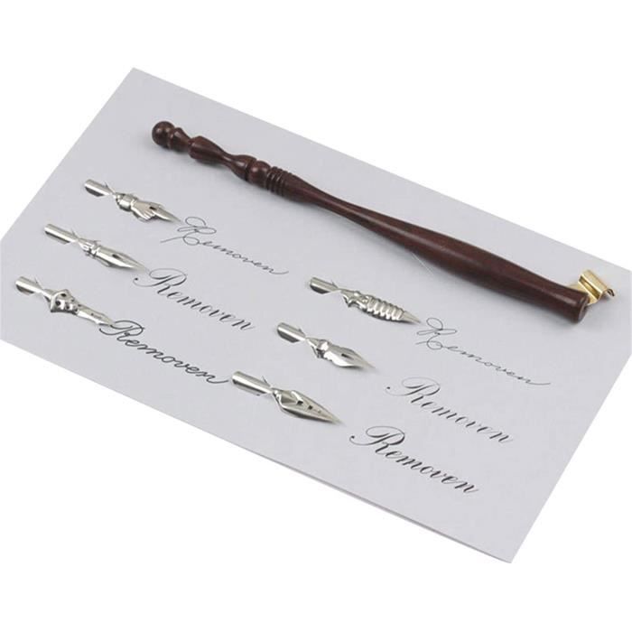 Lot de 6 plumes de calligraphie en bois-résine Fabriqué à la main Stylo ...
