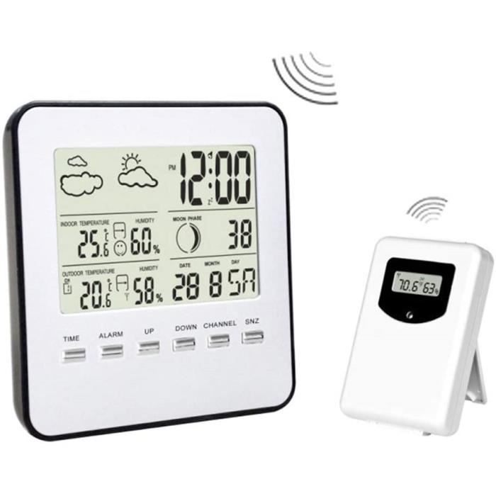 Thermomètre Intérieur et Extérieur Station météo numérique Sans fil Thermomètre à écran ...