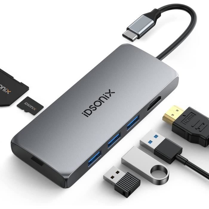 IDsonix USB C Hub Multiport Adapter, Docking Station 6 en 1 USB C Hub ...