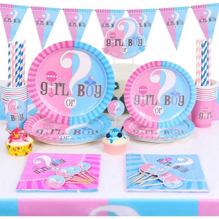 Vaisselle Gender Reveal Party Decoration Girl Or Boy Baby Shower Mixte ...