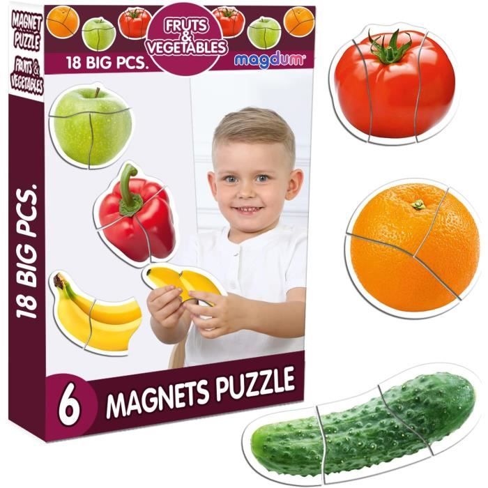 6 Pcs Légumes Fruits Puzzle Magnetique - Aimant Enfant Magnet Enfant ...