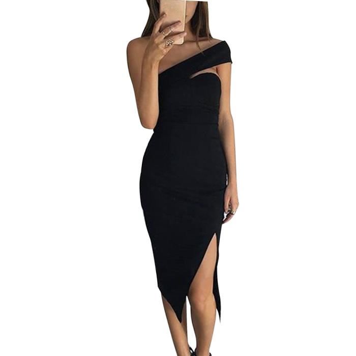 Minetom Femme Épaules Nues Sans Manches Robe de Sirène Asymétrique Haut ...