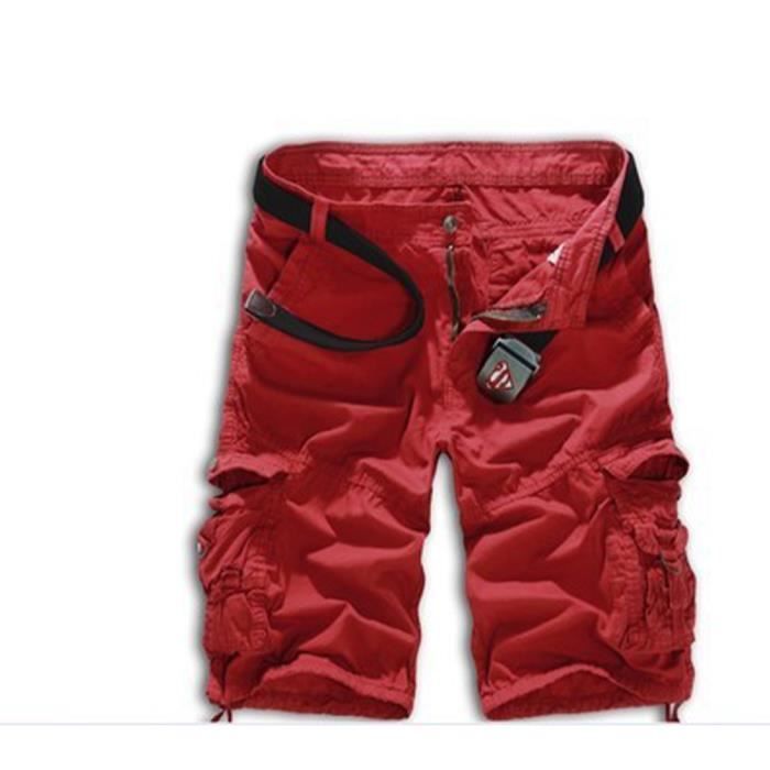 Bermuda Ample multi-poches rouge Homme cargo Grande VêTements Masculin ...