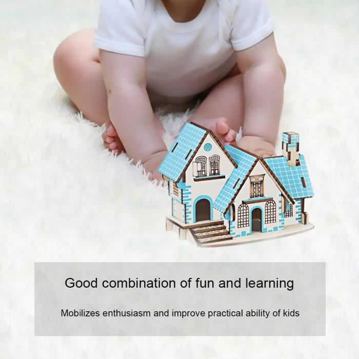 Pwshymi-Modèle de maison Puzzle 3D en bois Villa maison modèle de ...