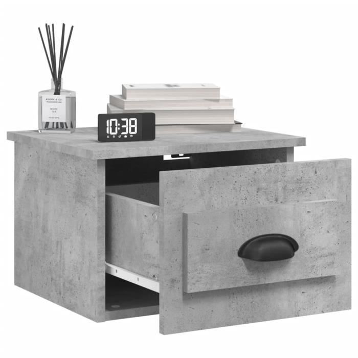 ABB Tables de chevet murales 2 pcs gris béton 41,5x36x28 cm - Qqmora ...
