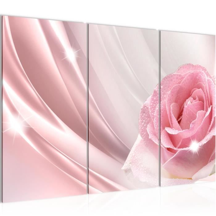 Runa art Tableau Décoration Murale Fleurs Roses 120x80 cm - 3 Panneaux ...
