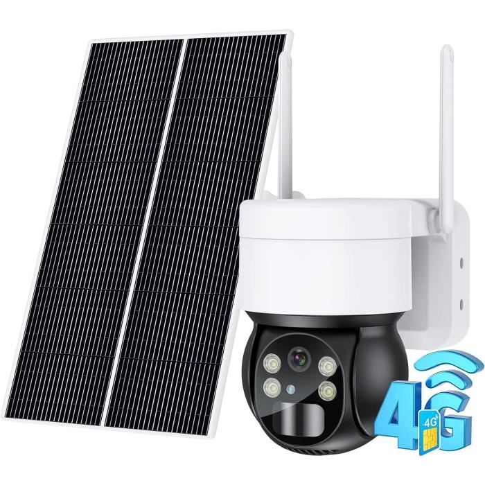 4G Lte Caméra Surveillance Solaire Avec Carte Sim 2K Caméra Extérieure Sans Fil Inclinable À 355 ...
