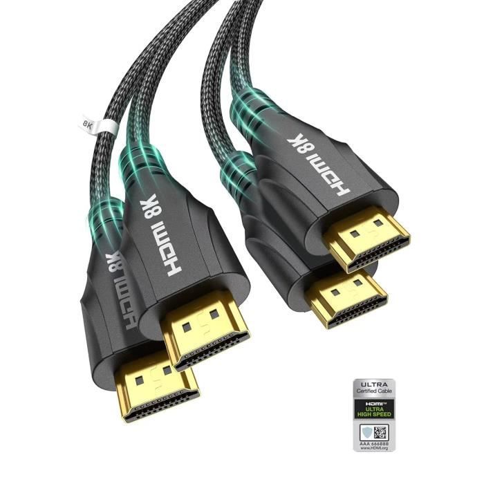 10K 8K Câble Hdmi 2.1 2M Lot De 2,Certifié Ultra Haute Vitesse Câble ...