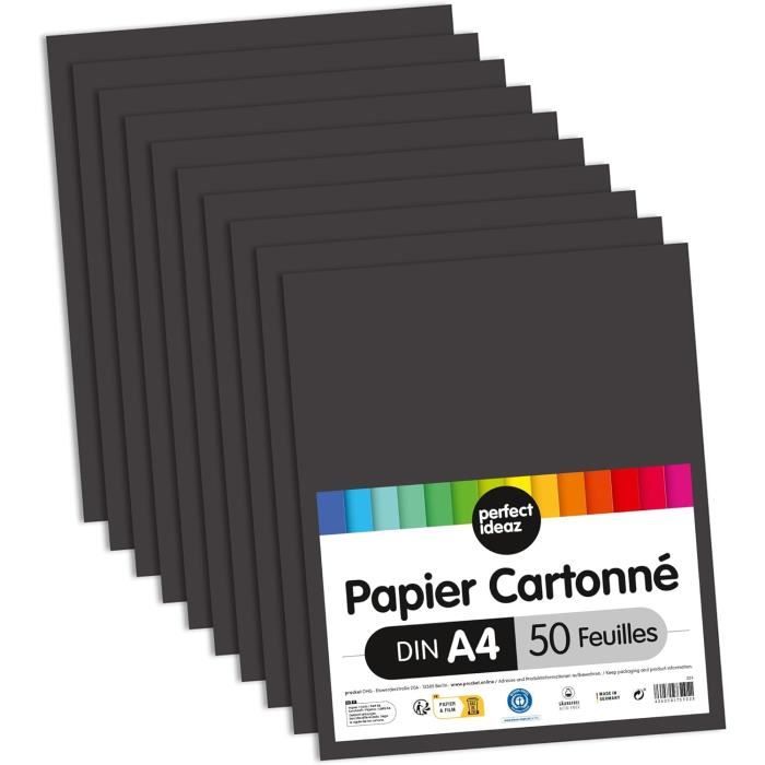 Perfect ideaz 50 feuilles DIN-A4 carton photo noir, carton de bricolage ...