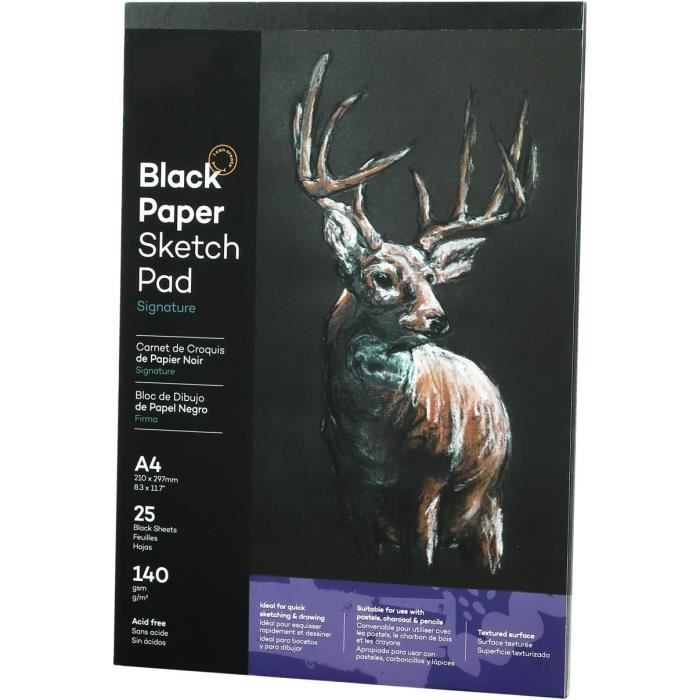 Carnet de croquis noir A4 épais pour dessin pour graphite, crayons de ...