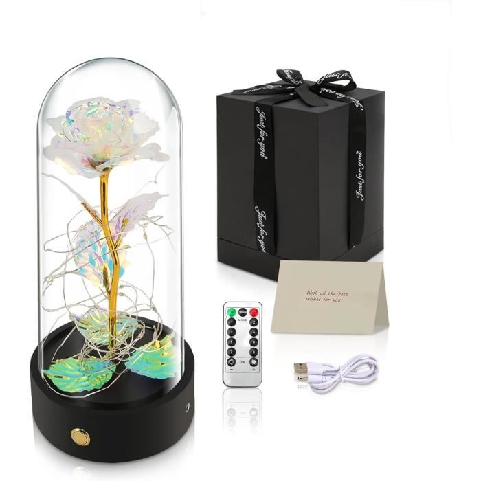 Rose Eternelle Sous Cloche, Faux Rose Abat-Jour En Verre Led ...