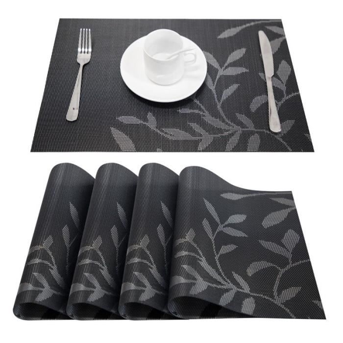 SET DE TABLE,F-Black-Set of 4--Set de 4 napperons décoratifs en PVC, en ...