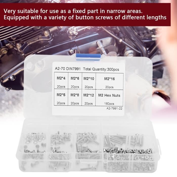 Jeu de vis et écrous Vis et écrou M2, Jeu de 300 Vis et écrous ...