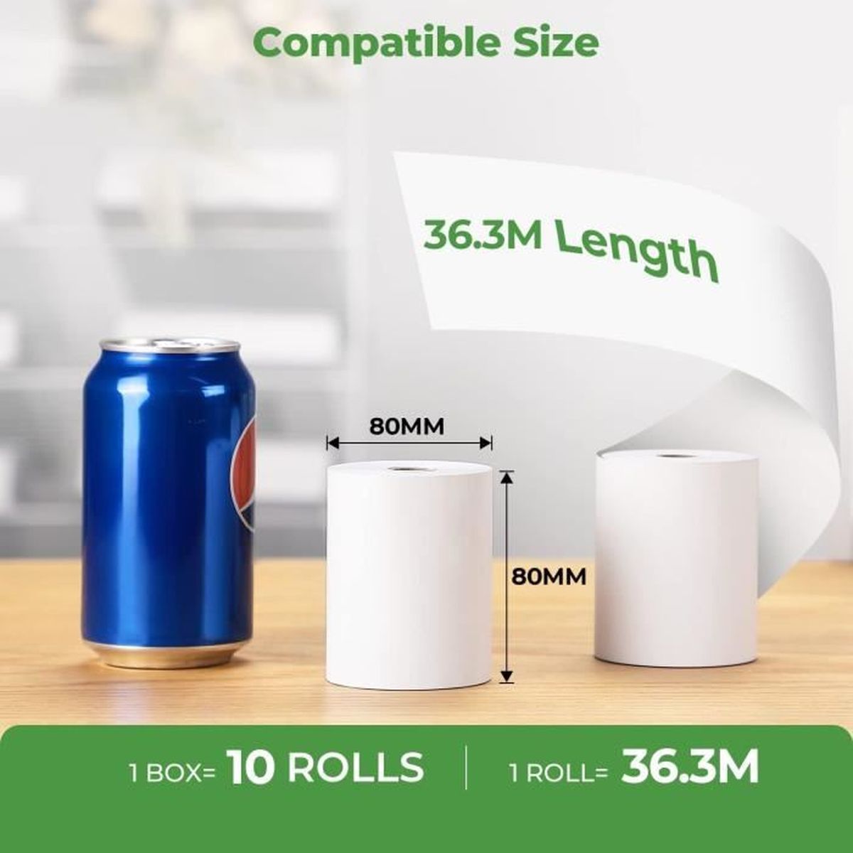 Papier Thermique 80Mm Pos Bobine 80Mm Rouleau Ticket De Caisse 10 Rolls ...