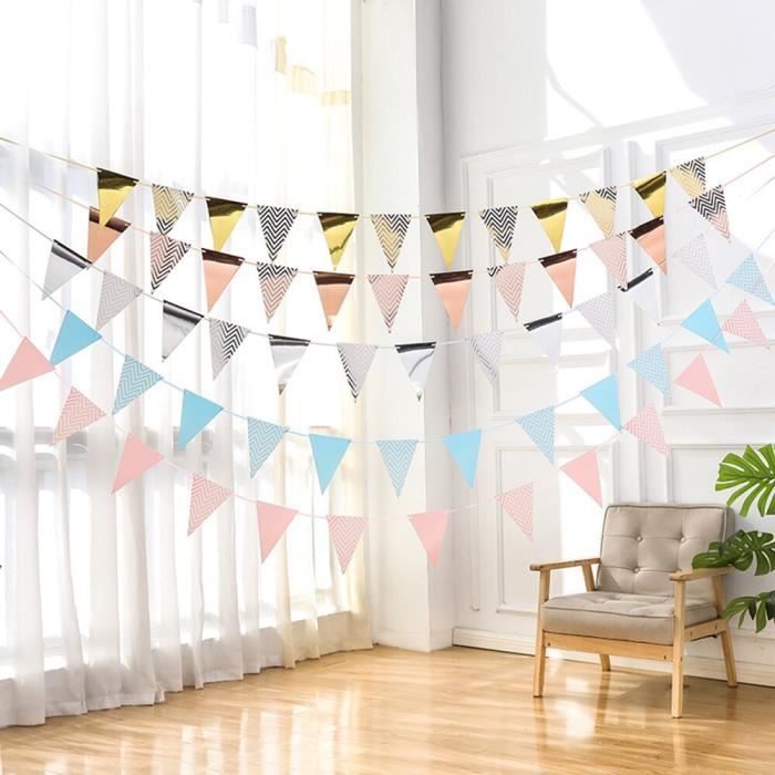 BANDEROLE,Rose gold--Guirlandes Triangles en papier doré de 5m ...