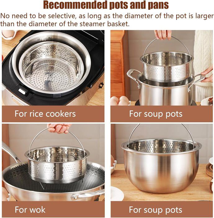 Insert De Cuiseur Vapeur En Acier Inoxydable Panier Vapeur Pour Lgumes Fruits ufs Casseroles ...