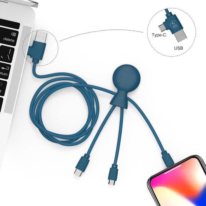 Câble Multi USB 4 en 1 en Forme de Pieuvre - Chargeur Universel en ...