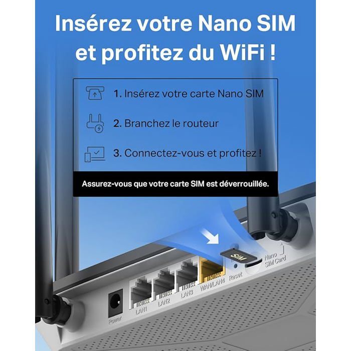 Routeur 4G LTE, WiFi 300 Mbps 2.4GHz, 4 Antennes, 32 Appareils MODEM ...