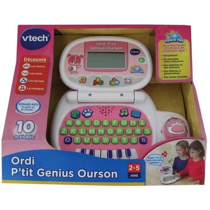VTECH - Ordi P'tit Genius Ourson Rose - Ordinateur Éducatif Enfant - De ...