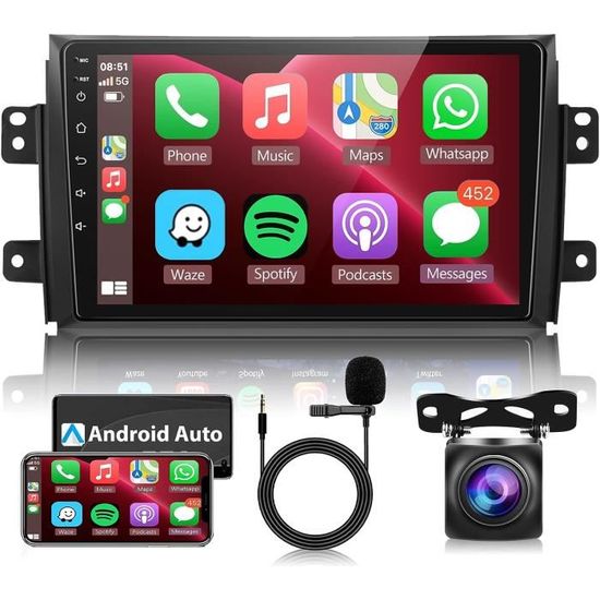 Android 11 Autoradio 2 Din pour Suzuki SX4 2006-2013 Fiat Sedici 2005-2014 avec Carplay Android ...