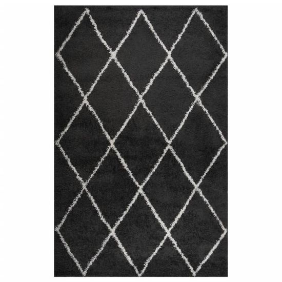 Tapis shaggy à poils longs Crème et anthracite 200x290 cm-AKO7375281933556 - Cdiscount Maison