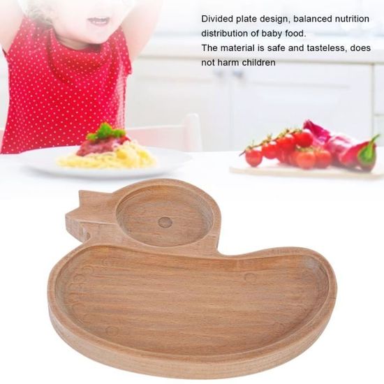 ESTINK Plateau Repas Enfant en Bois Assiette Divisee pour Enfant Mignon ...