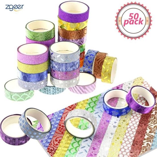 50Rouleaux de Bande Ruban Adhésif de Paillettes Décoratives pour ...