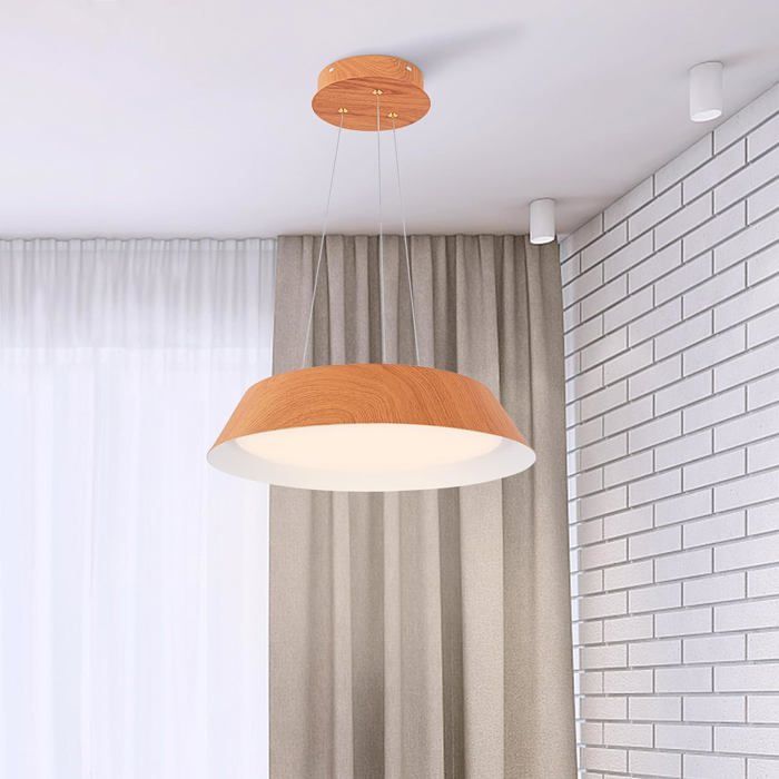 RELAX4LIFE Plafonnier LED Salon avec Grain Bois, Suspension Luminaire ...