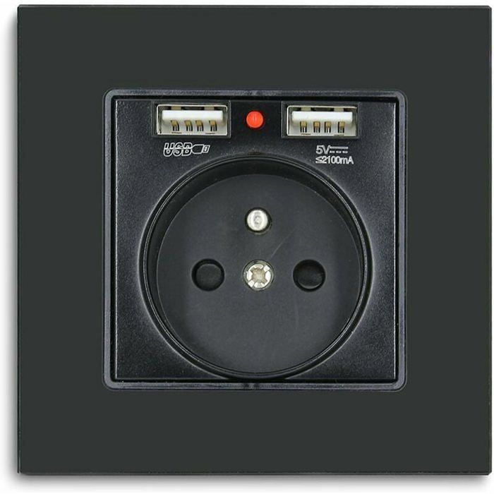 Prise murale avec 2xUSB, Betterlife 16 A AC simple prise murale avec ...