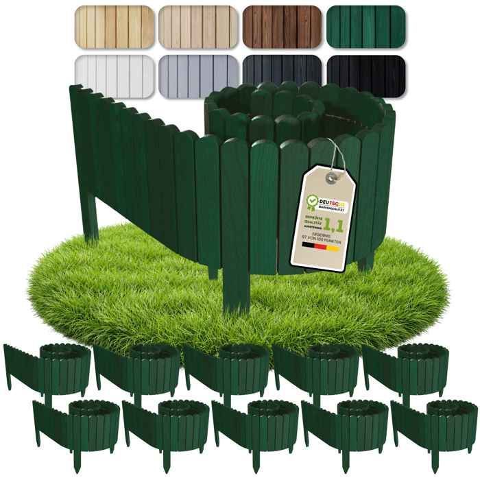 Floranica 20 m Bordure Jardin Flexible Clôture Bois 10 psc 2 m x 10 cm ...