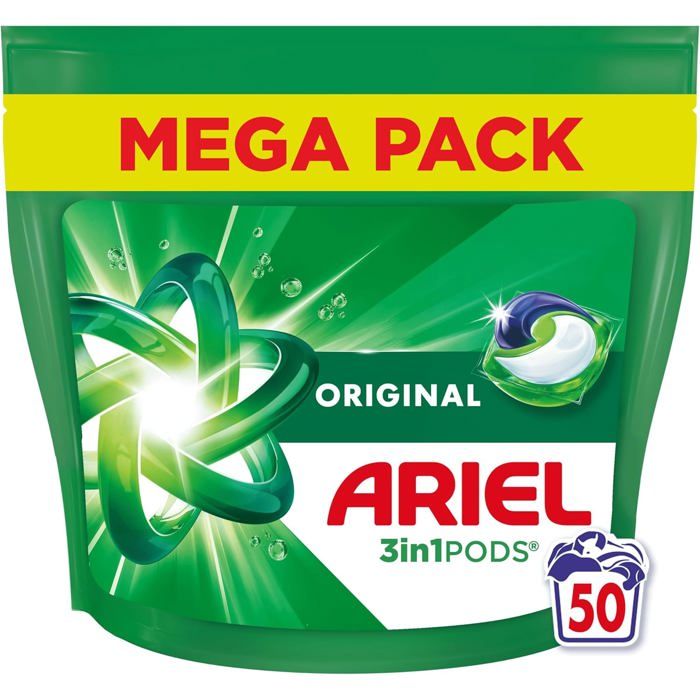 3en1 PODS, Lessive Liquide En Capsules 50 Lavages, , Élimination ...