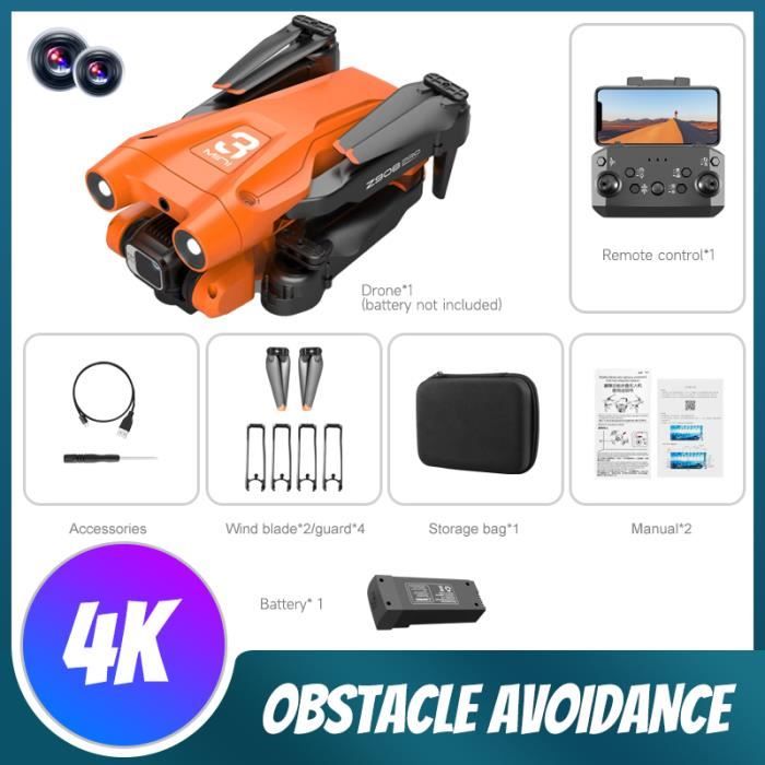 Orange 4K 1B-Mini Drone Z908 Pro avec Caméra Professionnelle 4K, WIFI 2 ...