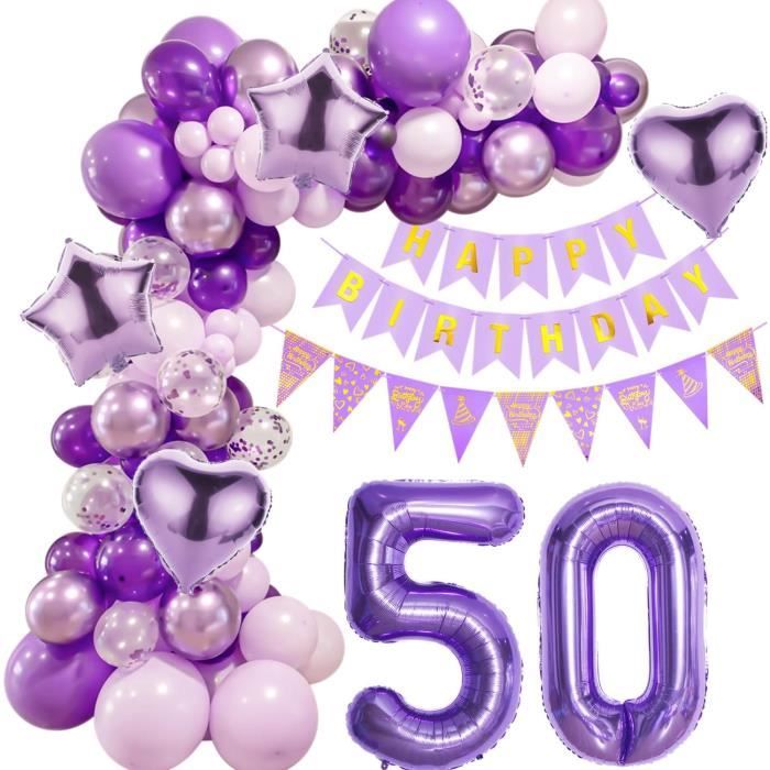Ballons Violet 50 Anniversaire Femme, 50 Ans Arche Ballon Violet ...