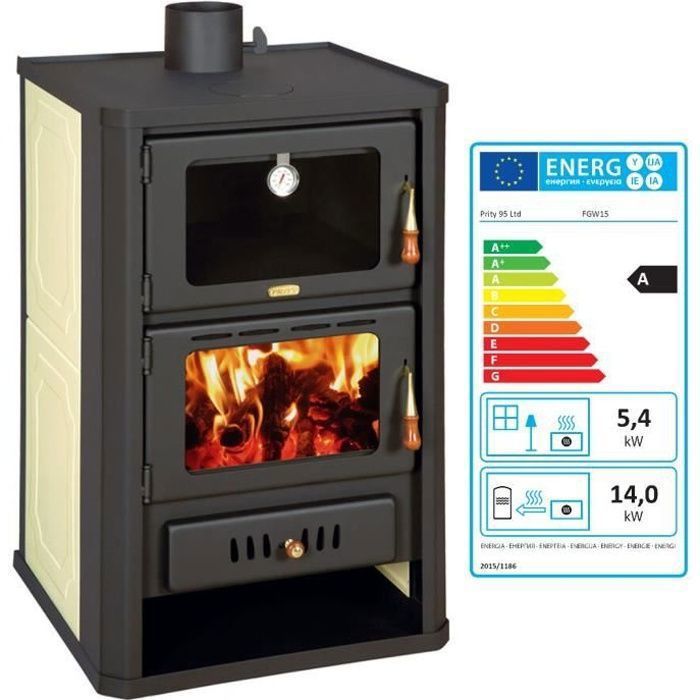 Poêle-cheminée Prity FG W15 four intégré échangeur - Cdiscount Bricolage