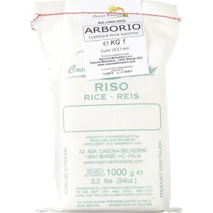 Riz long Arborio C Belvedere, Sac en toile 1 kg - Cdiscount Au quotidien