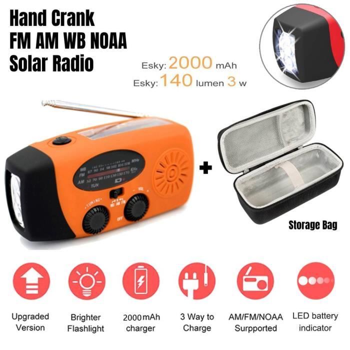 Radio et sac - Radio à main solaire à Dynamo AM-FM-NOAA, Pour ...