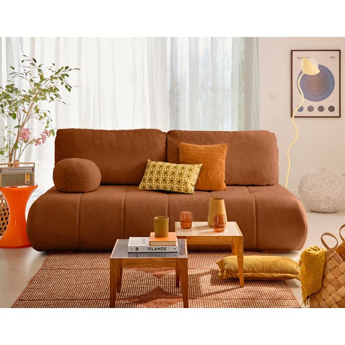 Bowie - canapé 3 places convertible coffre + coussin rond inclus en ...