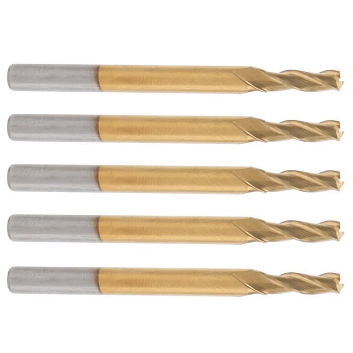 Fraise à 3 fltes 5 Pièces 3 Fraises à Bout Plat en Acier au Tungstène ...