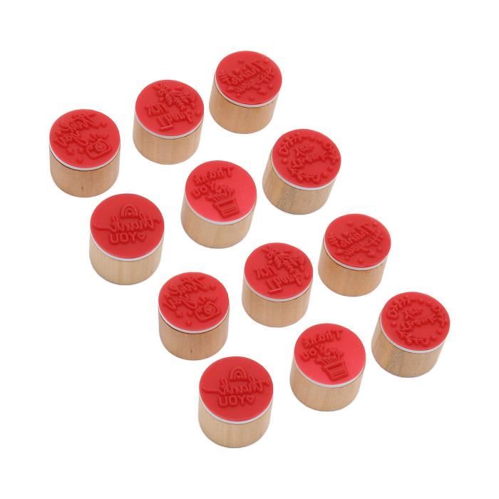 Fdit timbres en caoutchouc ronds en bois 12 pièces merci timbre rond ...