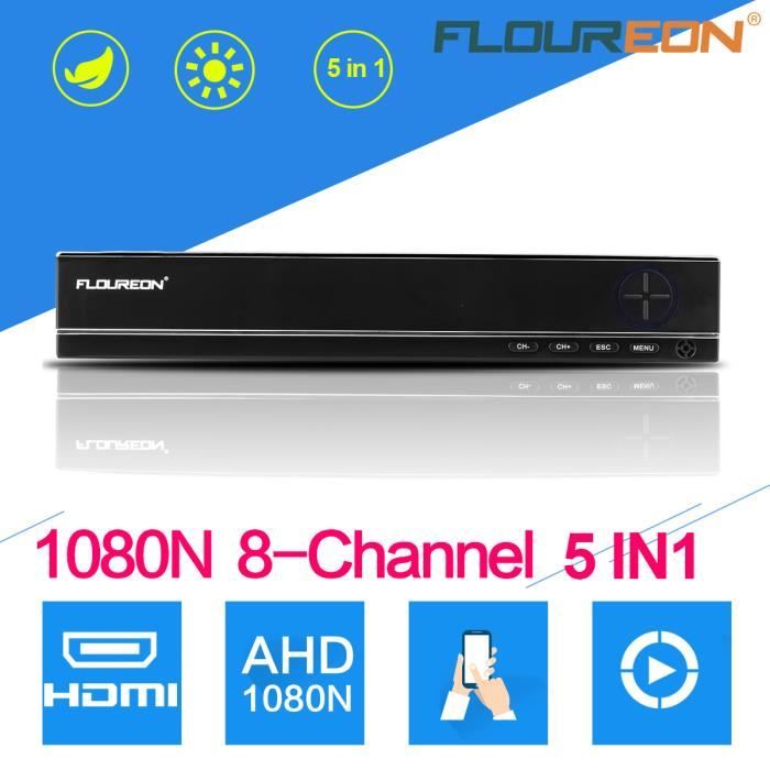 FLOUREON Enregistreur Vidéo de Sécurité DVR NVR 5 IN 1 TVI 8CH AHD ...