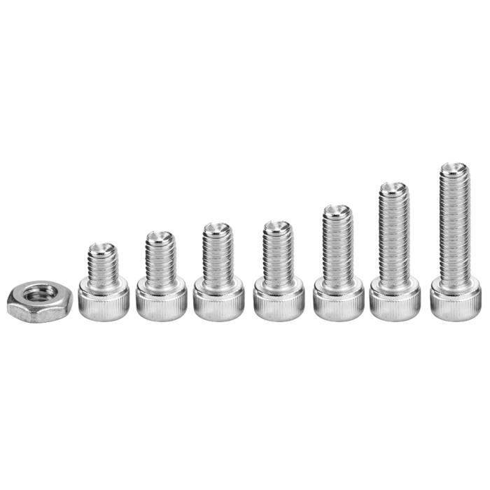 GOTOTOP Vis d'assemblage 90pcs 1 / 4-20UNC en acier inoxydable Hex Socket Cap Head Bolts Hex ...