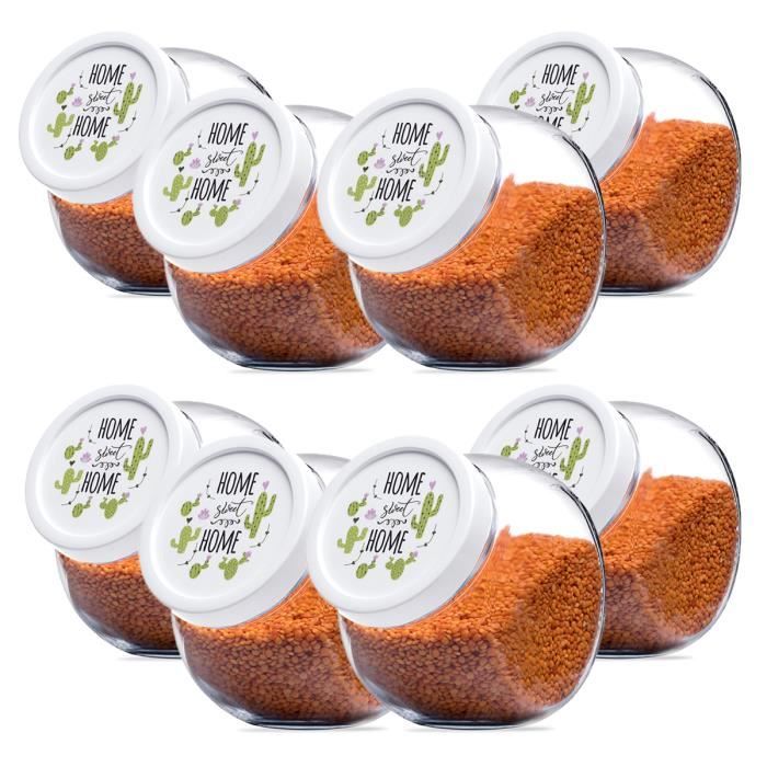 Lot de 8 bocals à bonbons bocal en verre avec couvercle pot de ...