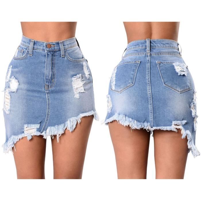 Pantalon Court Street à Taille Moyenne Troué Et Fin En Denim Pour