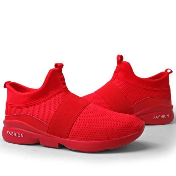 Baskets Homme Chaussures De Sport Mesh Masculines Respirante Rouge ...