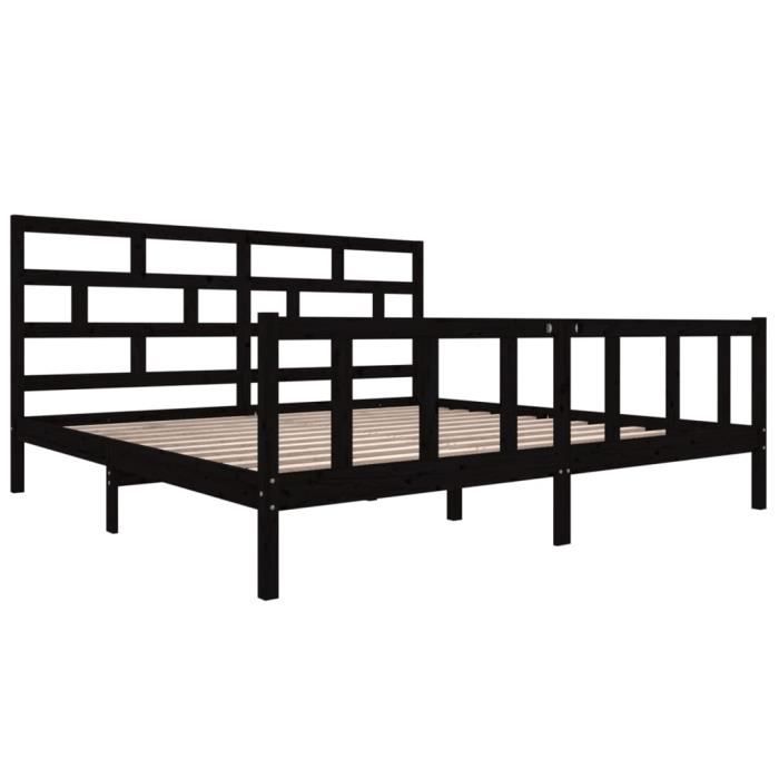 Lit Double | 2 Places 200 x 200 cm, Cadre de Lit en Bois de pin massif ...