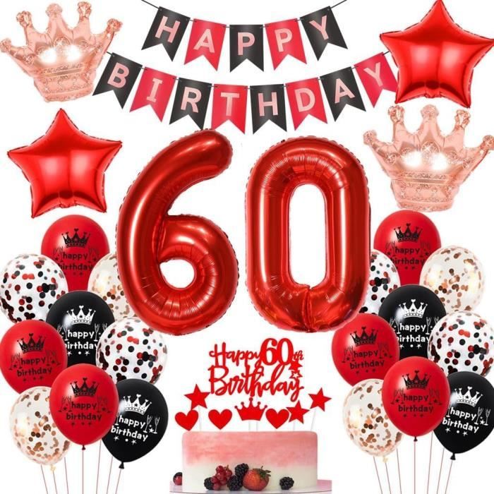 Rouge Anniversaire Decoration 60 Ans Femme, 60 Ans Anniversaire ...