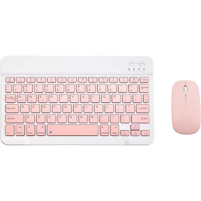 Clavier Et Souris Sans Fil 2.4G, Portable Rechargeable 10' Clavier ...