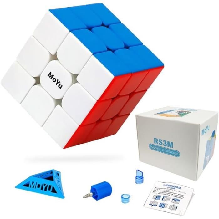 MOYU RS3M Cube de Vitesse Magnétique 3x3 sans Autocollant, Cube Lisse ...
