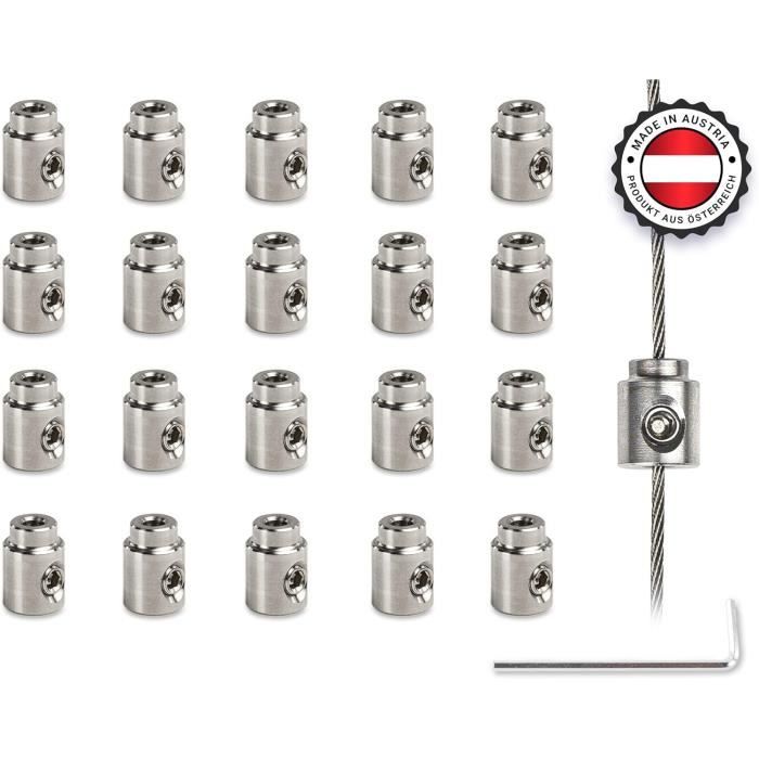 SCHILDER Systeme Lot de 20 serre-cables en acier inoxydable Longueur ...