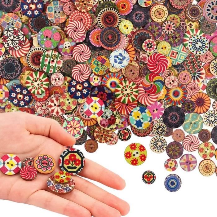 Lot De 300 Boutons Colorés, Boutons Rétro En Bois Pour Couture ...